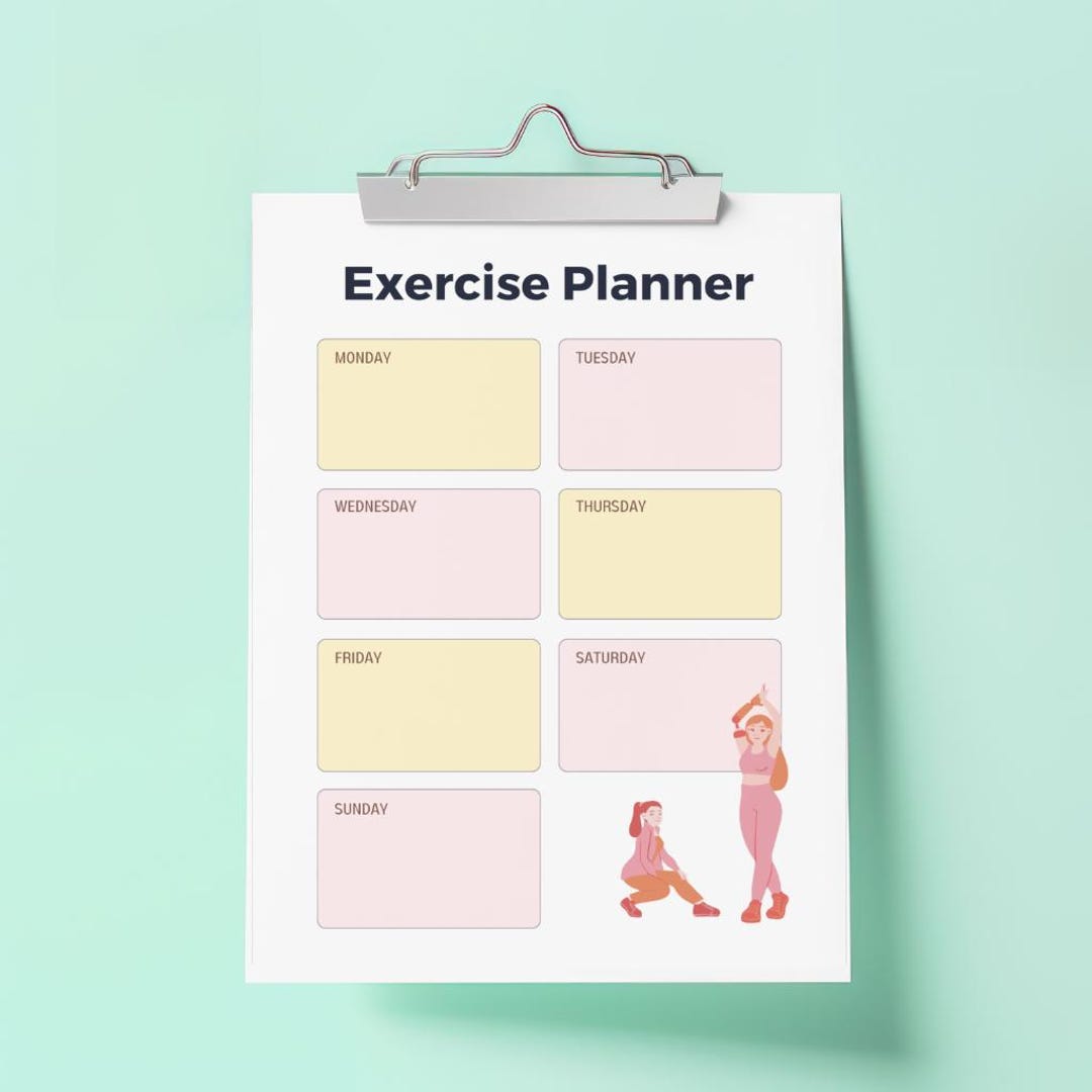 Printable Exercise Planner – Weekly Workout Tracker (PDF Download) - Etsy