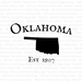 Oklahoma Outline With Established Date 1907 SVG and PNG, State of ...