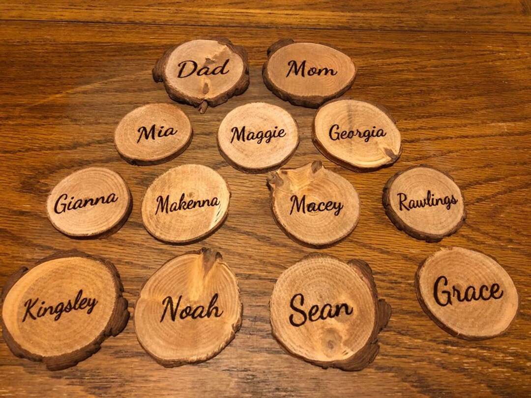 Laser Engraved Natural Wood Slice, Rustic Decorations With Name ...