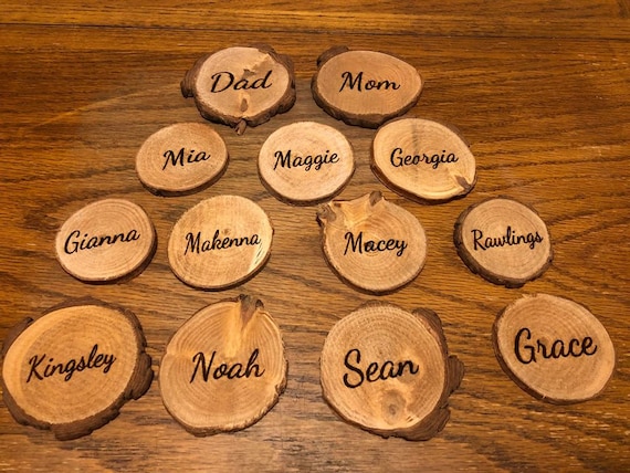 Laser Engraved Natural Wood Slice Rustic Decorations Name - Etsy