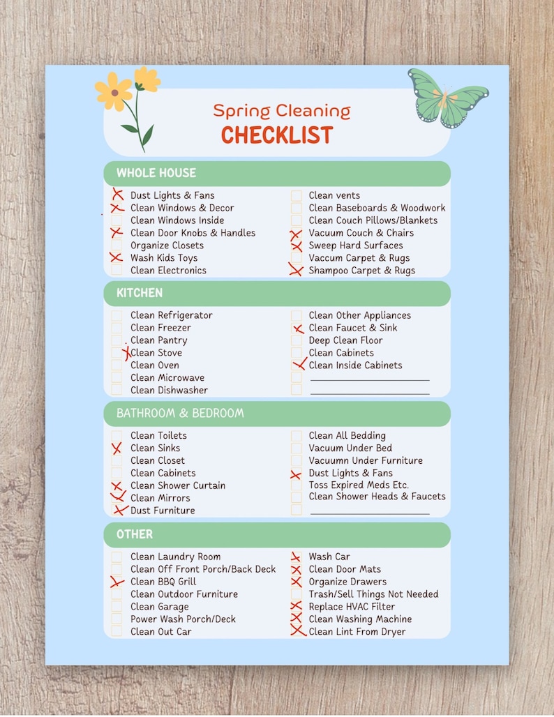 Spring Cleaning Checklist Printable Planner PDF Schedule - Etsy
