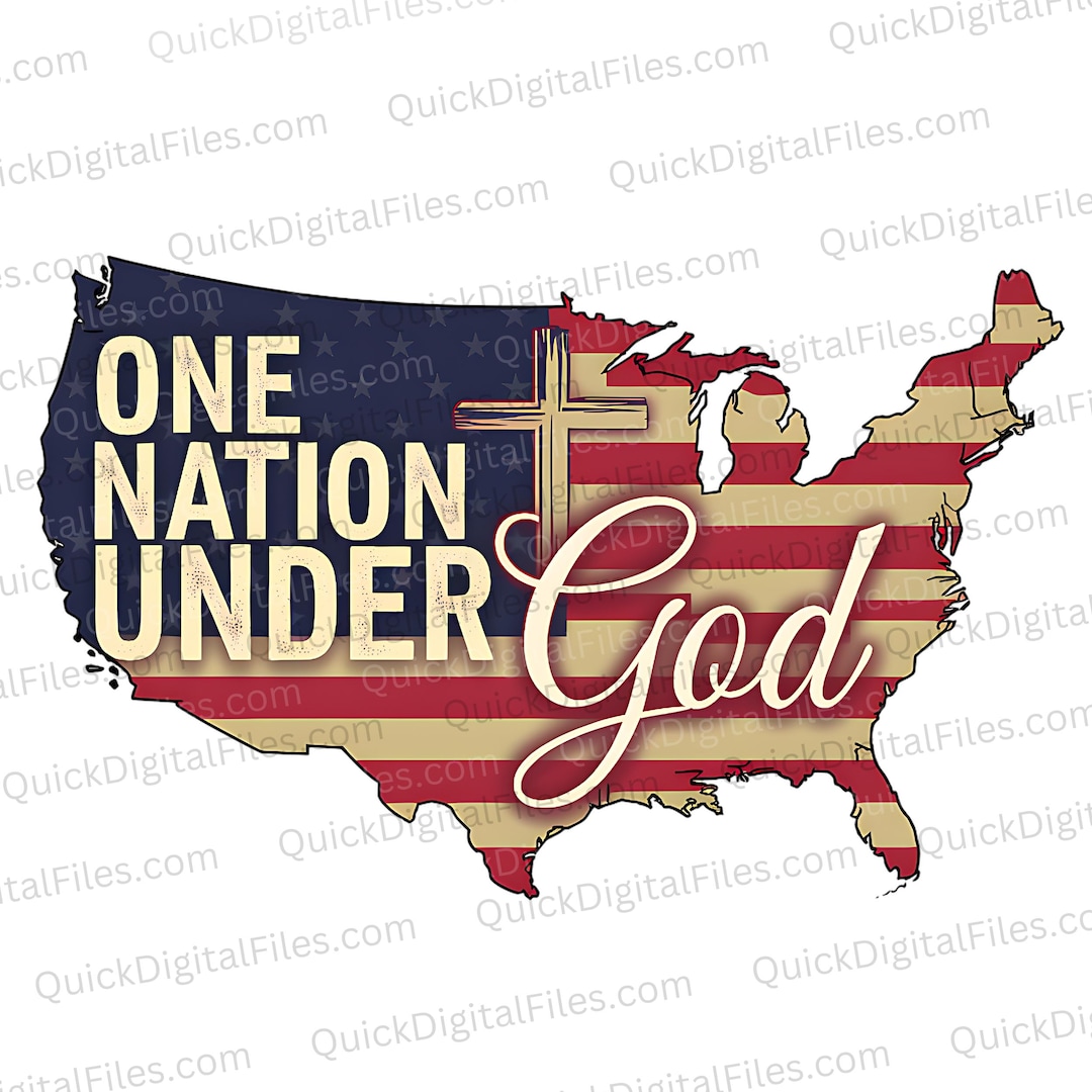 One Nation Under God Patriotic Graphic (digital Download) Png Jpeg Pdf ...