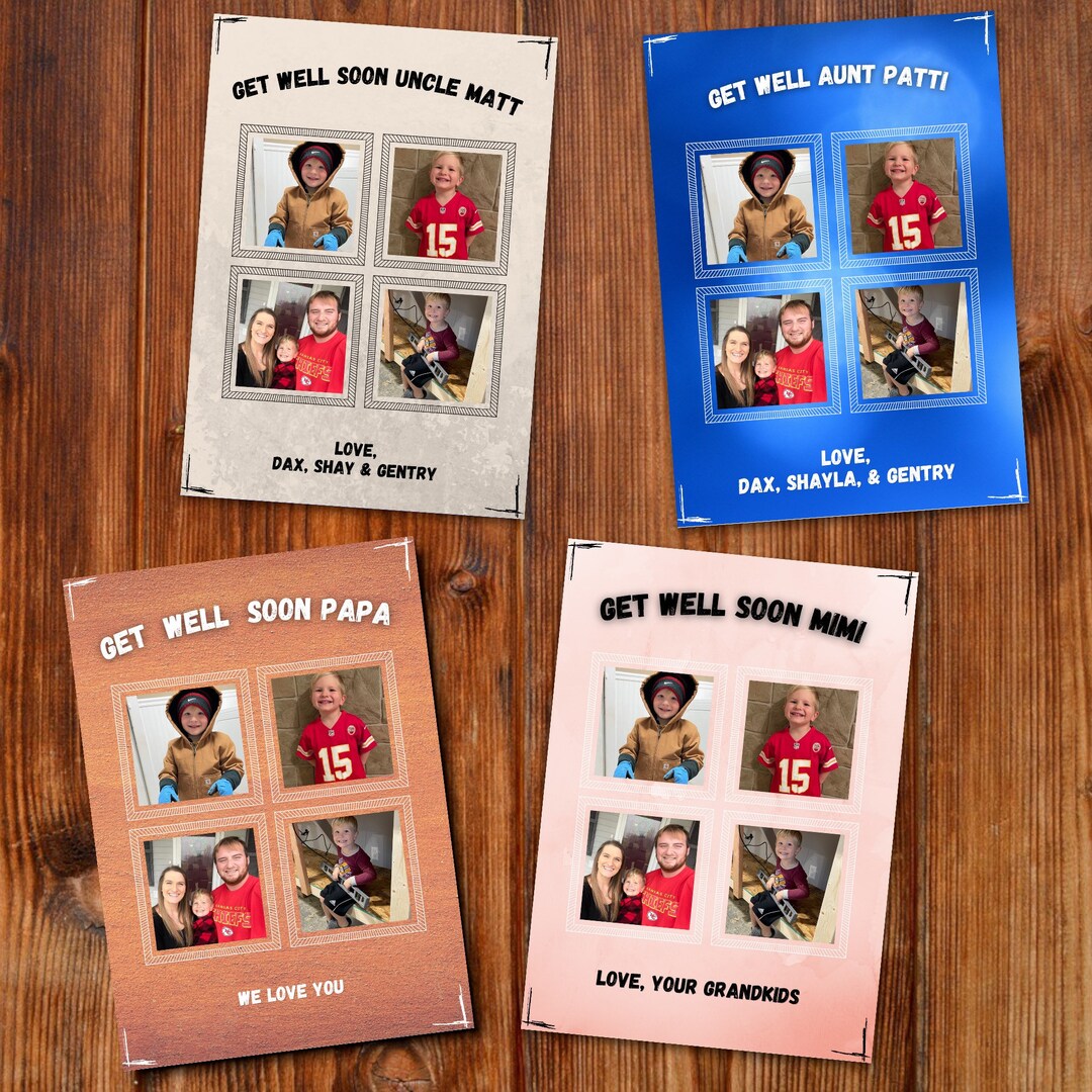 GET WELL Editable Printable Card, Get Better Digital Cards, 4 Different ...