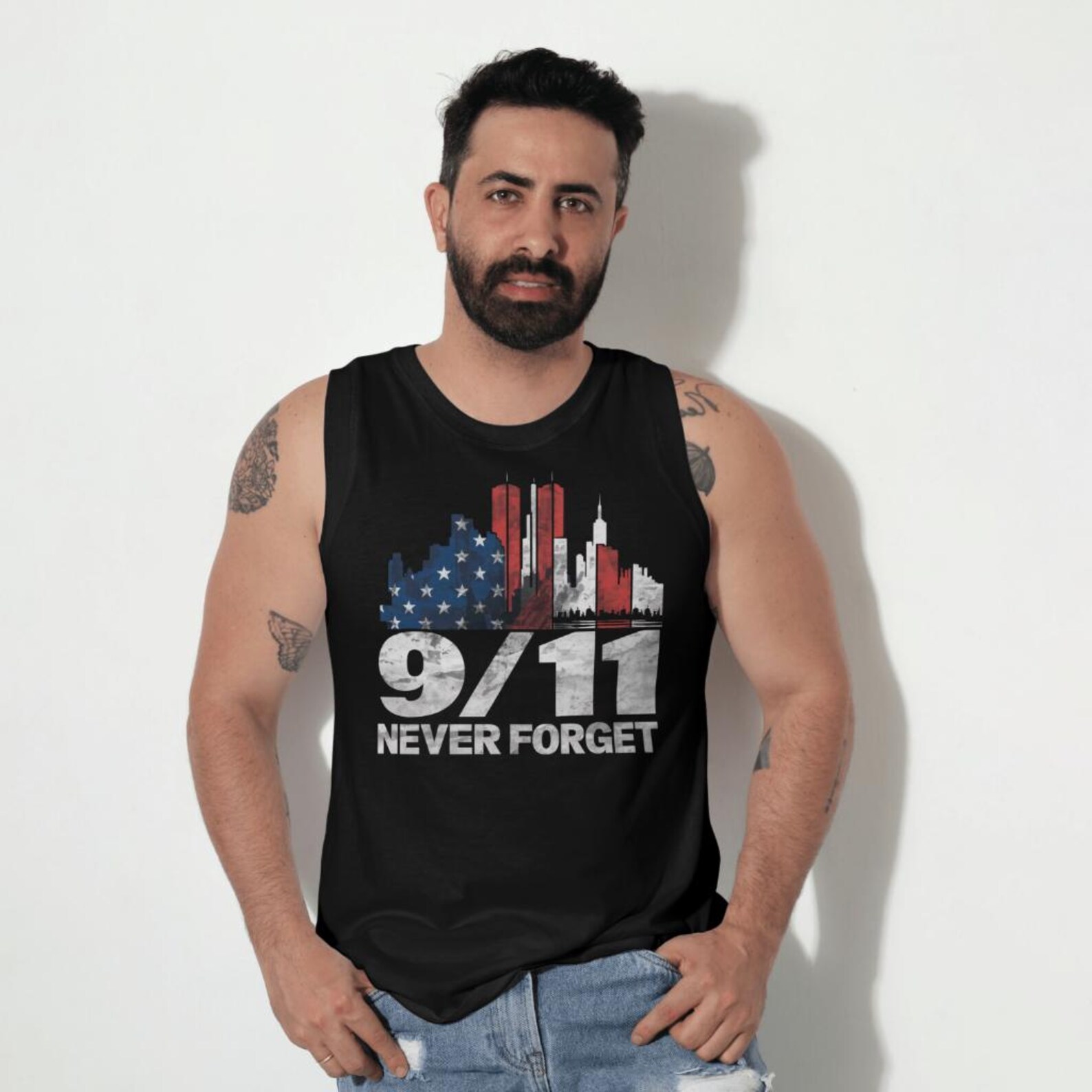 9/11 Never Forget Twin Towers Skyline | Patriotic Memorial Design (PNG ...