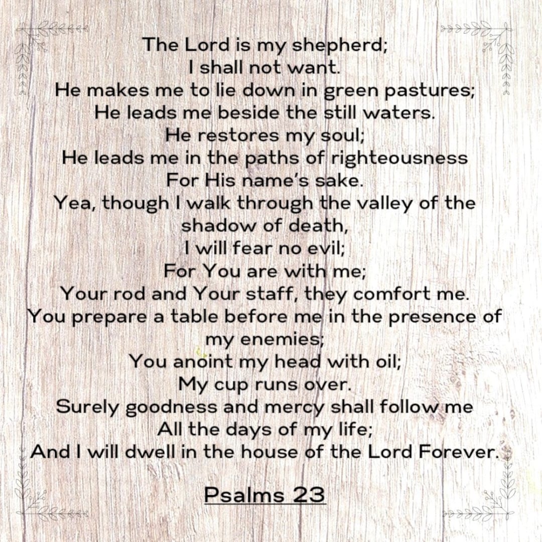 Bible Verse SVG PNG PDF, the Lord is My Shepherd, Psalms 23 Digital ...