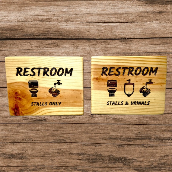 CUSTOM RESTROOM SIGN Laser Engraved Signs Customized Real | Etsy