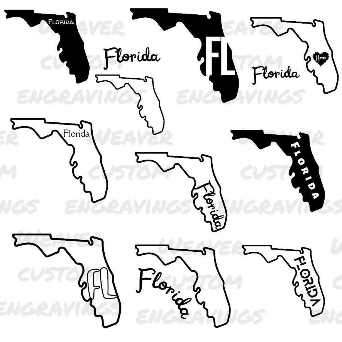 Florida State SVG PNG PDF Florida Silhouette Cut File - Etsy