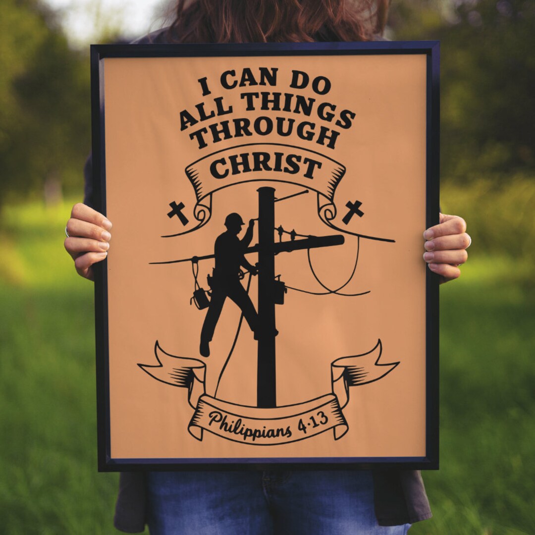 Lineman Silhouette With Philippians 4:13 Svg/png/jpeg/pdf ...