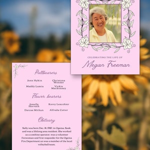 Woman’s Editable Funeral Template, Printable Funeral Pamphlet, Obituary ...