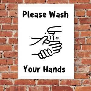 Please Wash Your Hands SVG PNG PDF - Printable Restroom Sign - Guest ...