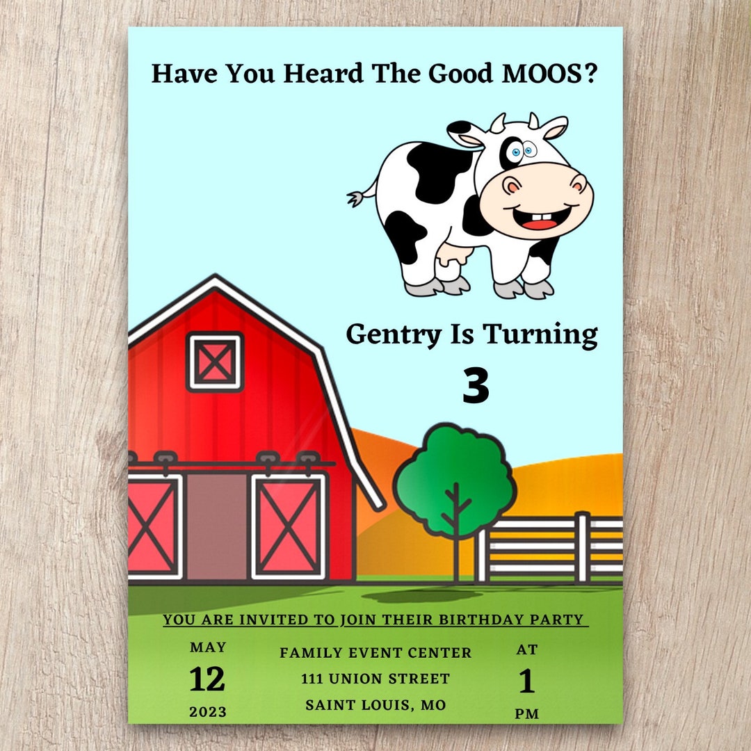 Barnyard Birthday Invitation Template - Farm Themed Kids Birthday Party ...