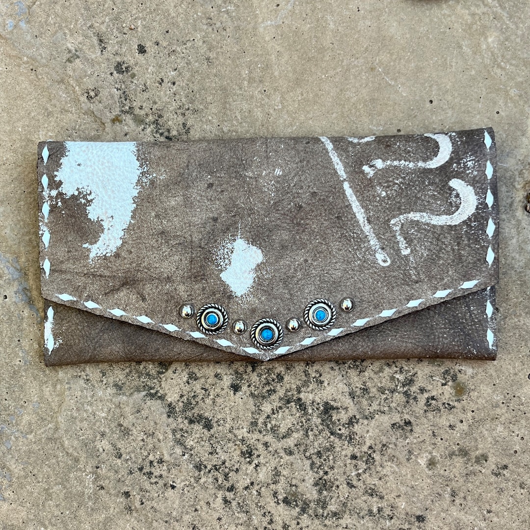 Sabino Paint Embellished No Frills Slim Leather Wallet, Phone Wallet ...