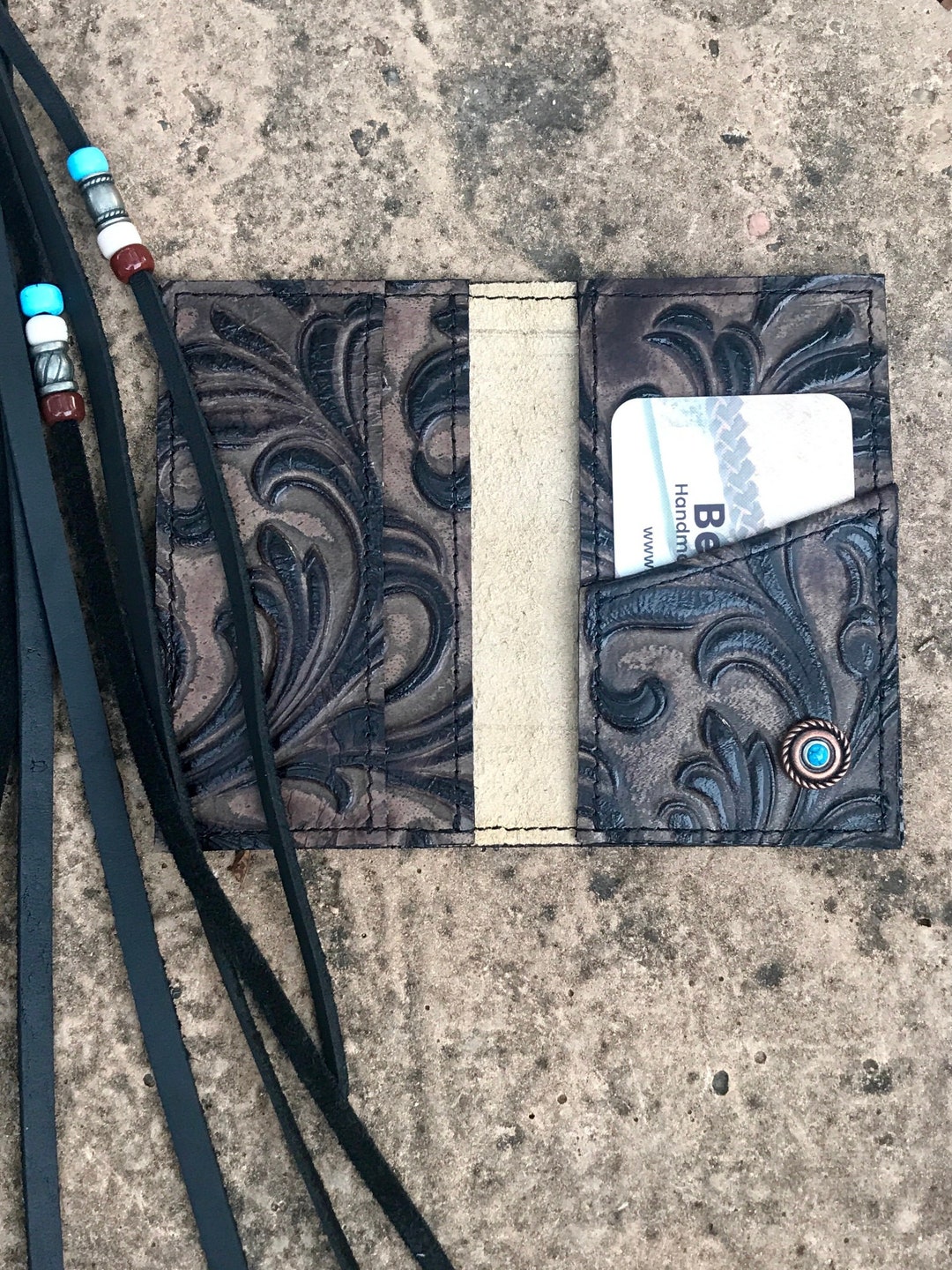 Valentia Trevor Boho Leather Wallet Embossed Leather With Dark Brown ...