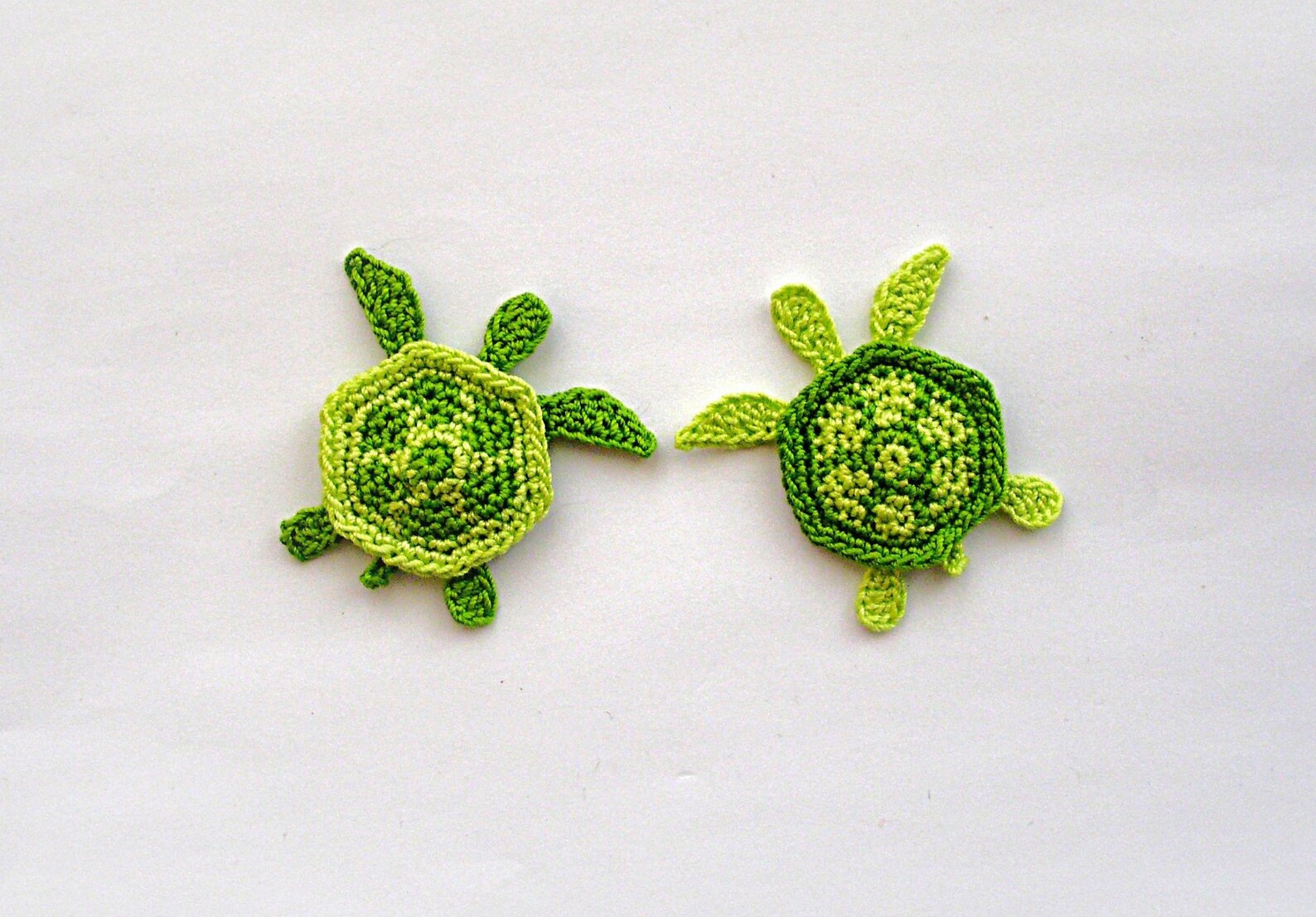 2 Cotton Crochet Small Sea Turtles Appliques, Sea Creature ...