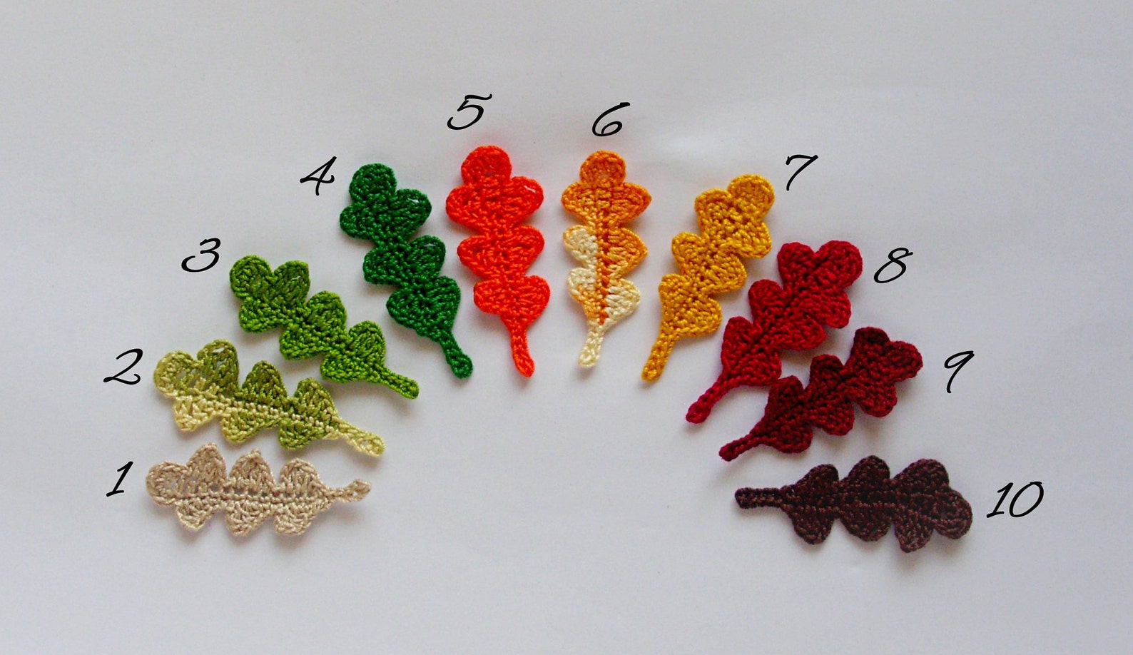 10 Small Handmade Crochet Oak Leaves Decoration Leaf | Etsy