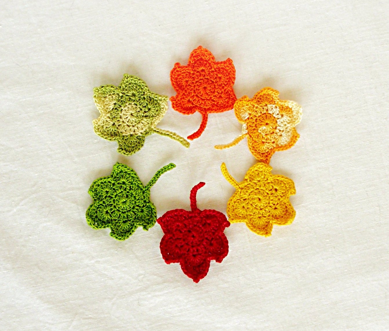 A Set of 6 Small Hand Crochet Maple Leaves, Maple Leaves Embellishment ...