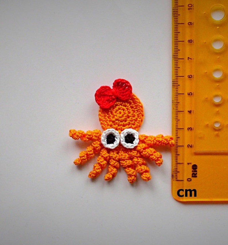 Crochet octopus applique Sea creature embellishment | Etsy