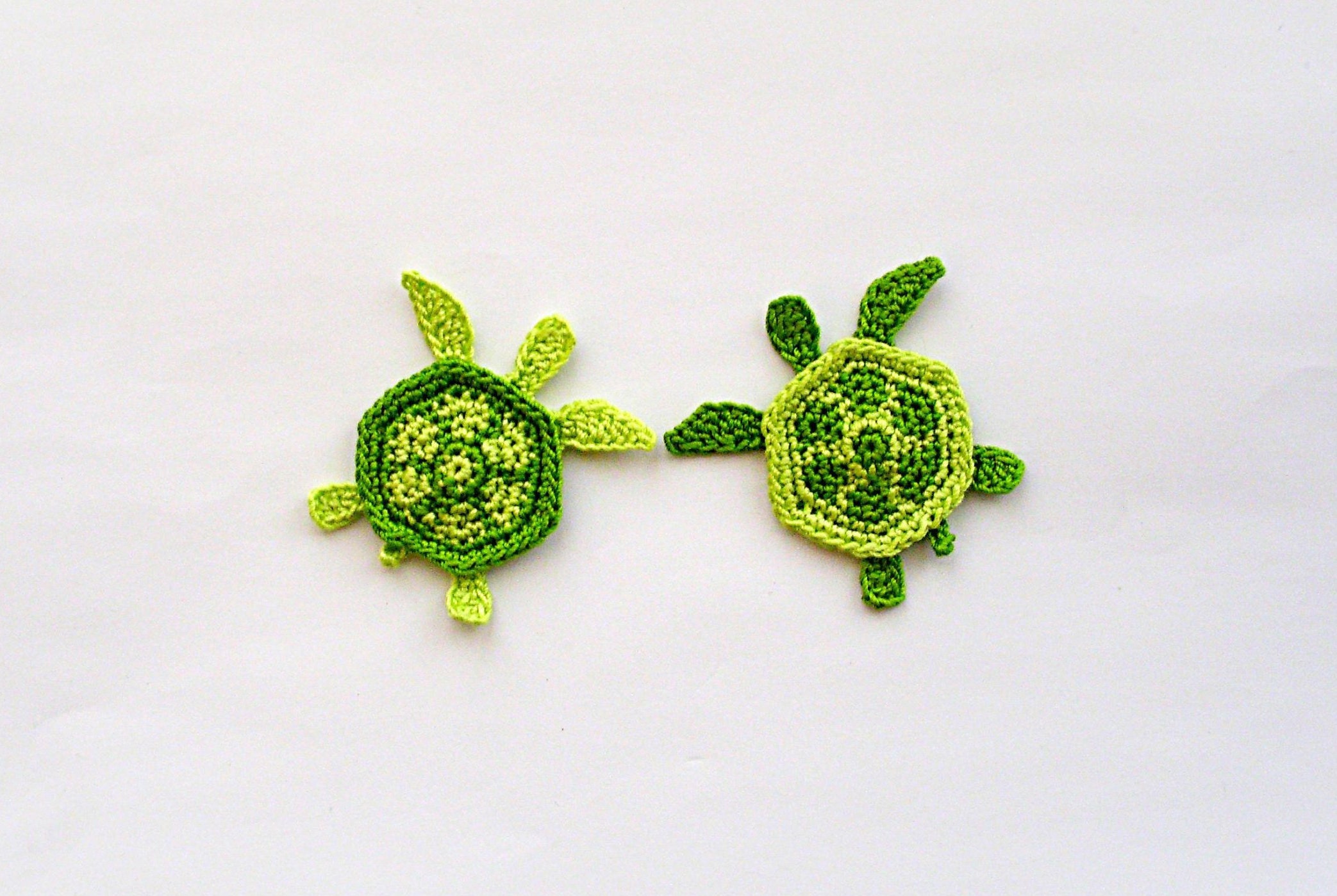 2 Cotton Crochet Small Sea Turtles Appliques, Sea Creature ...