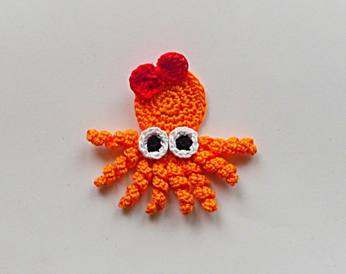Crochet Octopus Applique, Sea Creature Embellishment, Miniature Octopus ...
