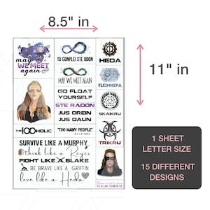 Clarke the 100 Cw Sticker Designs Heda Lexa Digital Download Pdf File ...