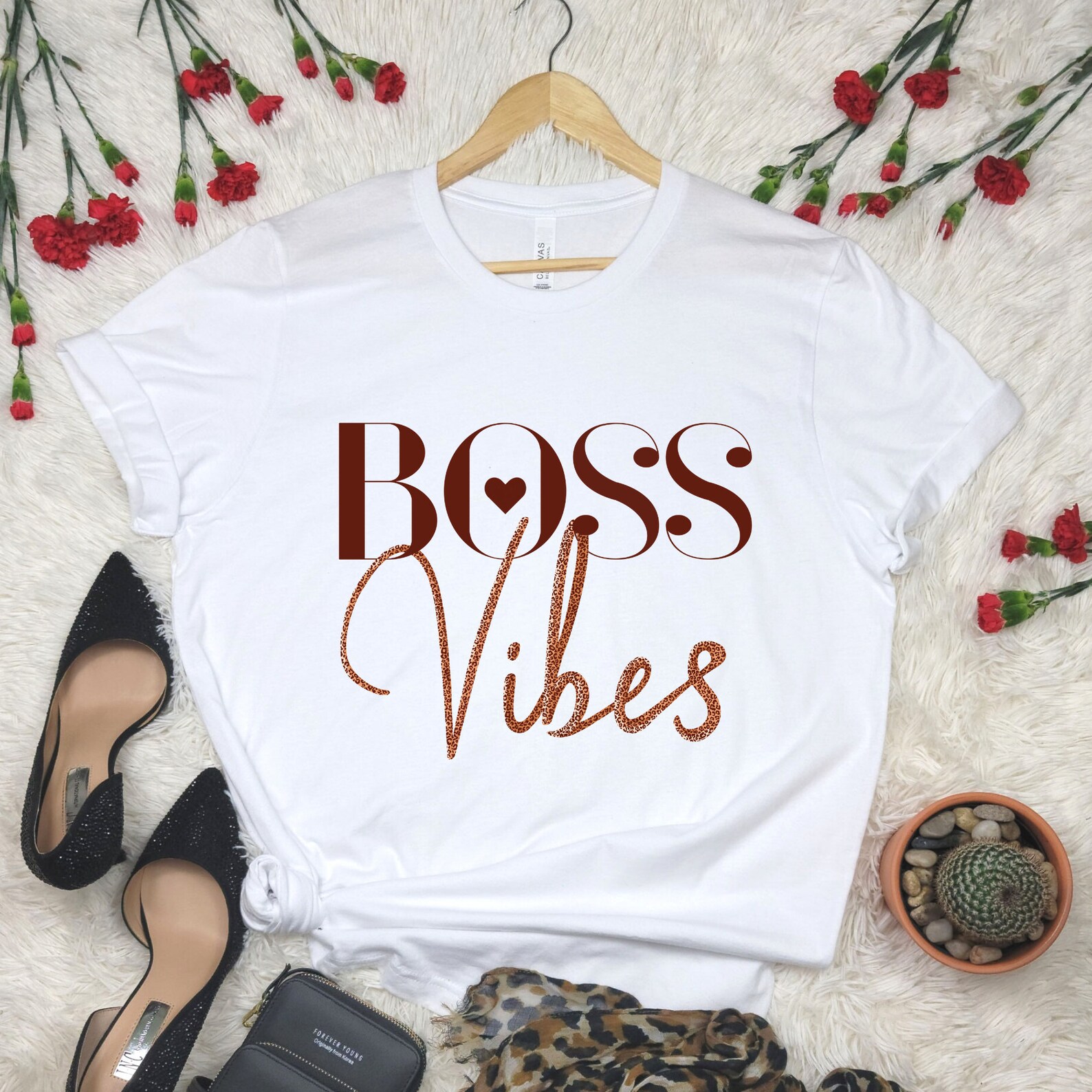 Boss vibes Animal Print t-shirt cheetah print girlboss - Etsy Polska
