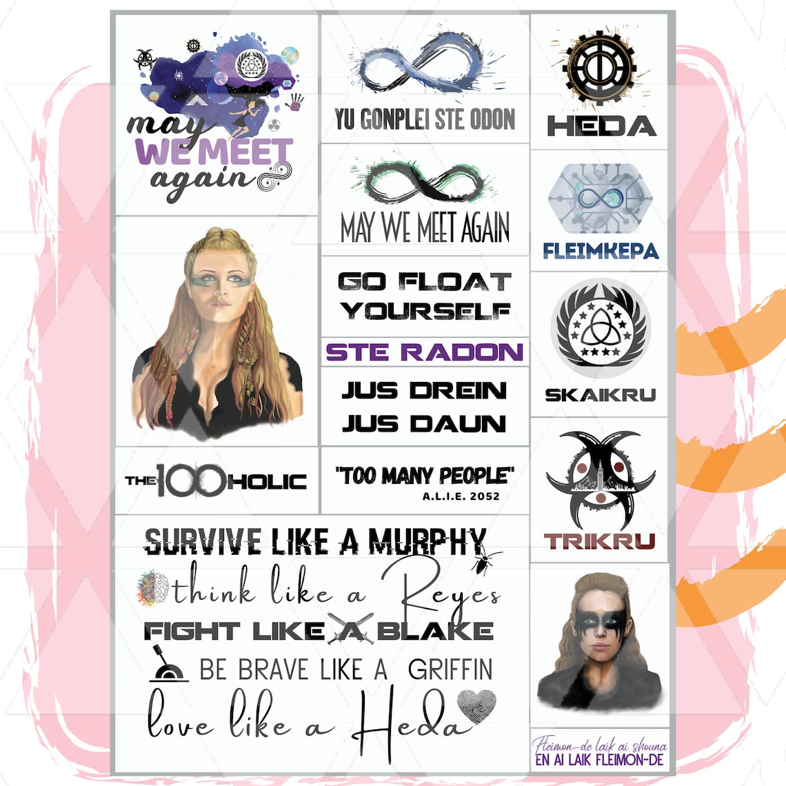 Clarke The 100 cw sticker designs heda Lexa digital download | Etsy