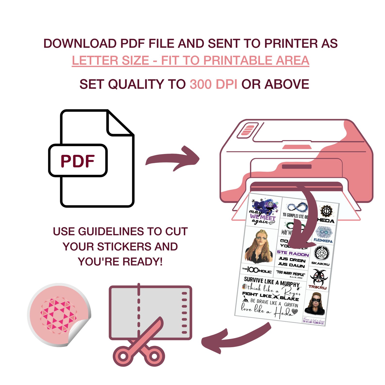 Clarke The 100 cw sticker designs heda Lexa digital download | Etsy