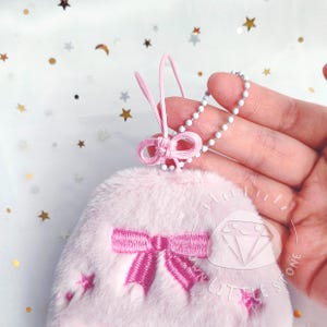 Omamori Japanese Good Luck Charm Pink Bow Green Four Leaf Clover Fluffy ...