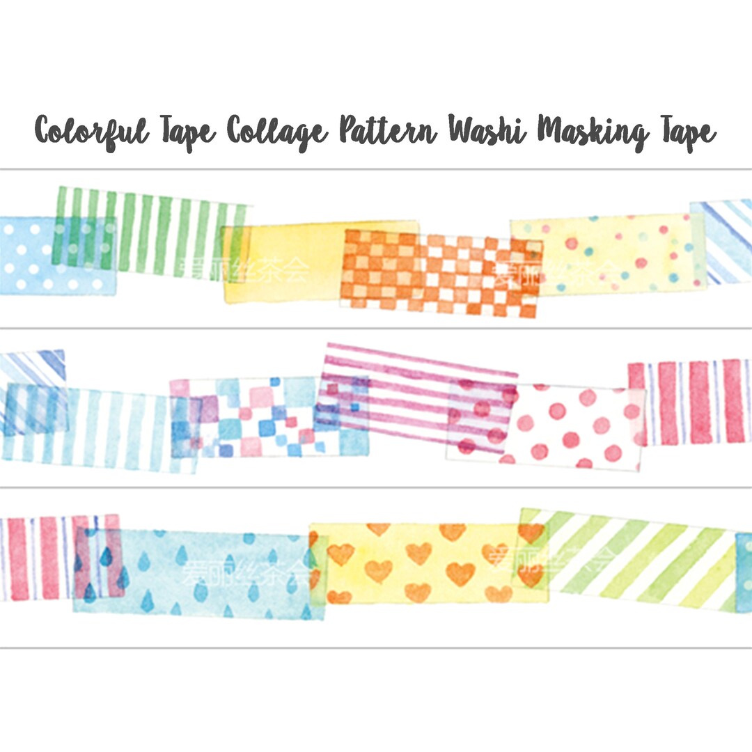 20mm Width | Alice Tea Party - Colorful Tape Collage Pattern Striped ...