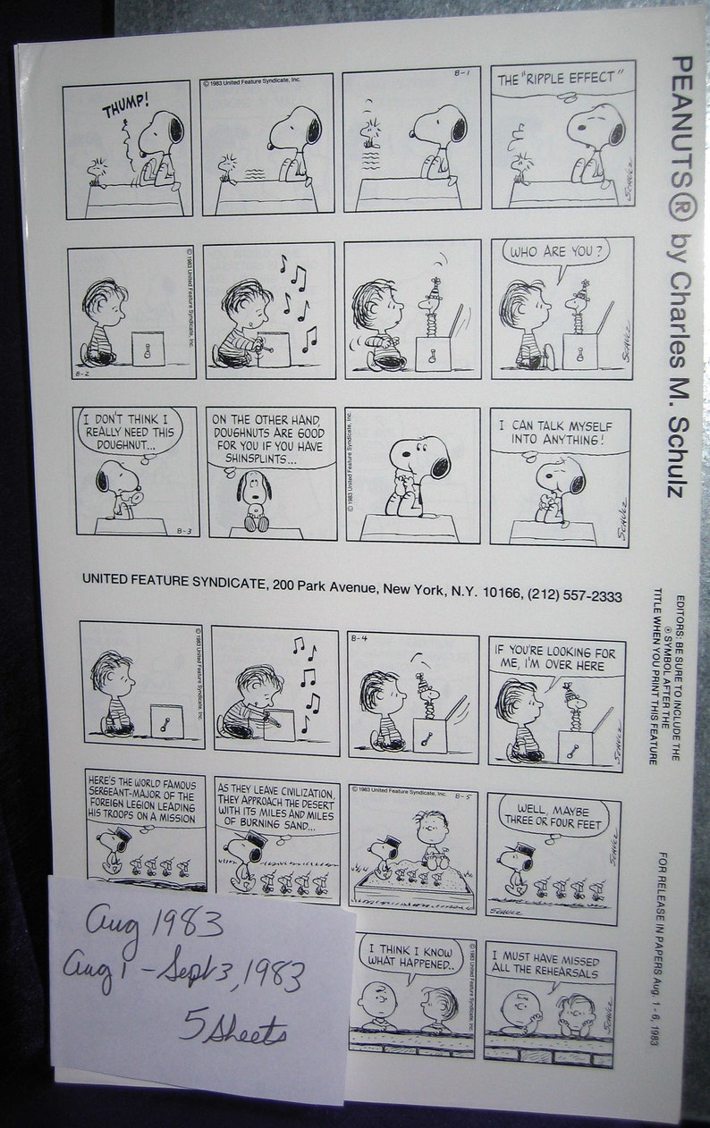 Peanuts Snoopy-original Production Art Proof Pages-for the Year of 1983 ...