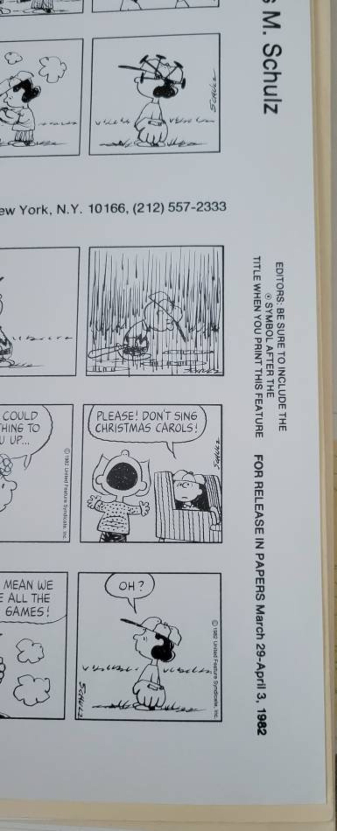 Peanuts, Snoopy Original Production Art Newspaper Proof Page Week of ...