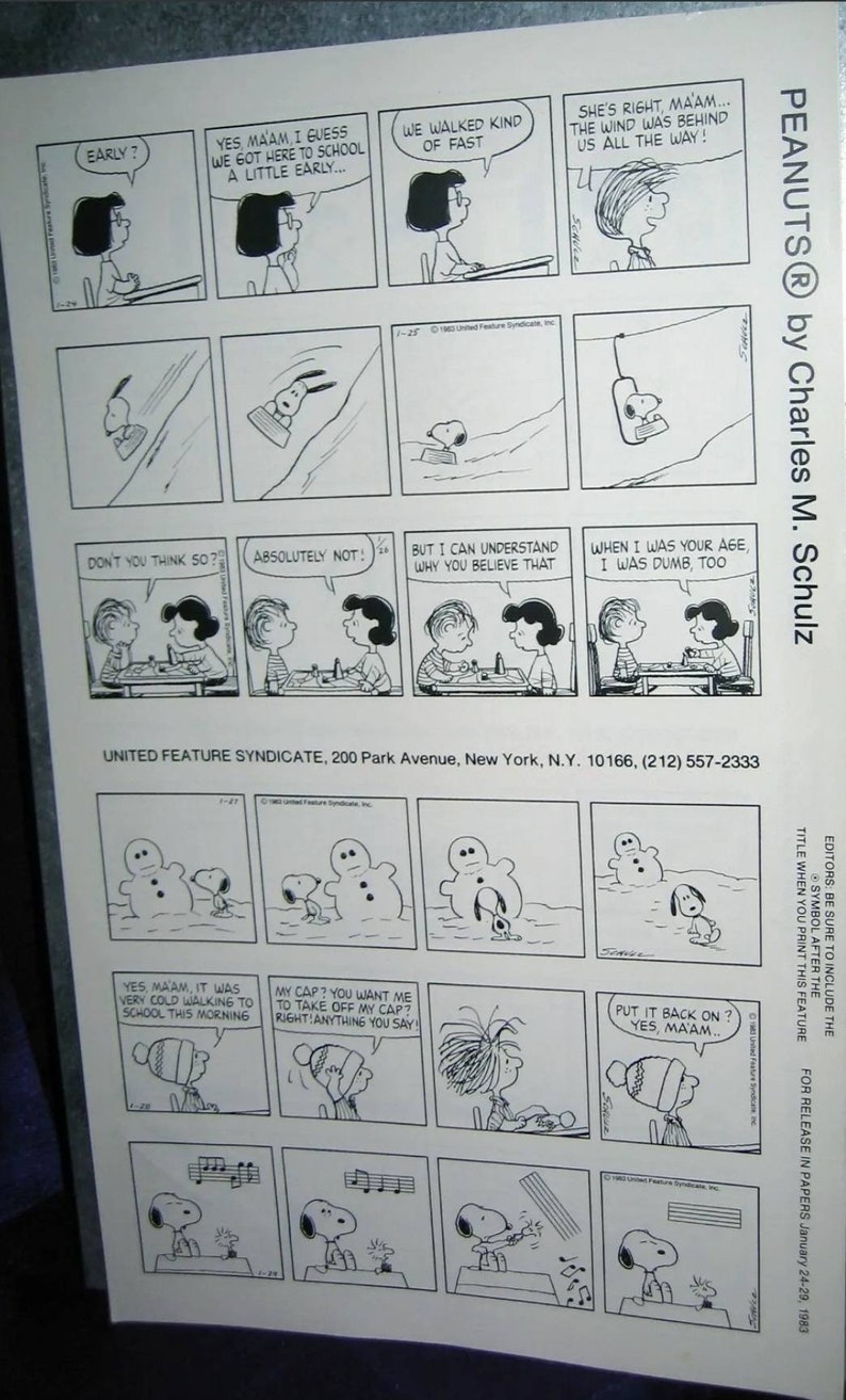 Peanuts,snoopy'83 Original Production Art Proof Pages-lot of 4 Sheets ...