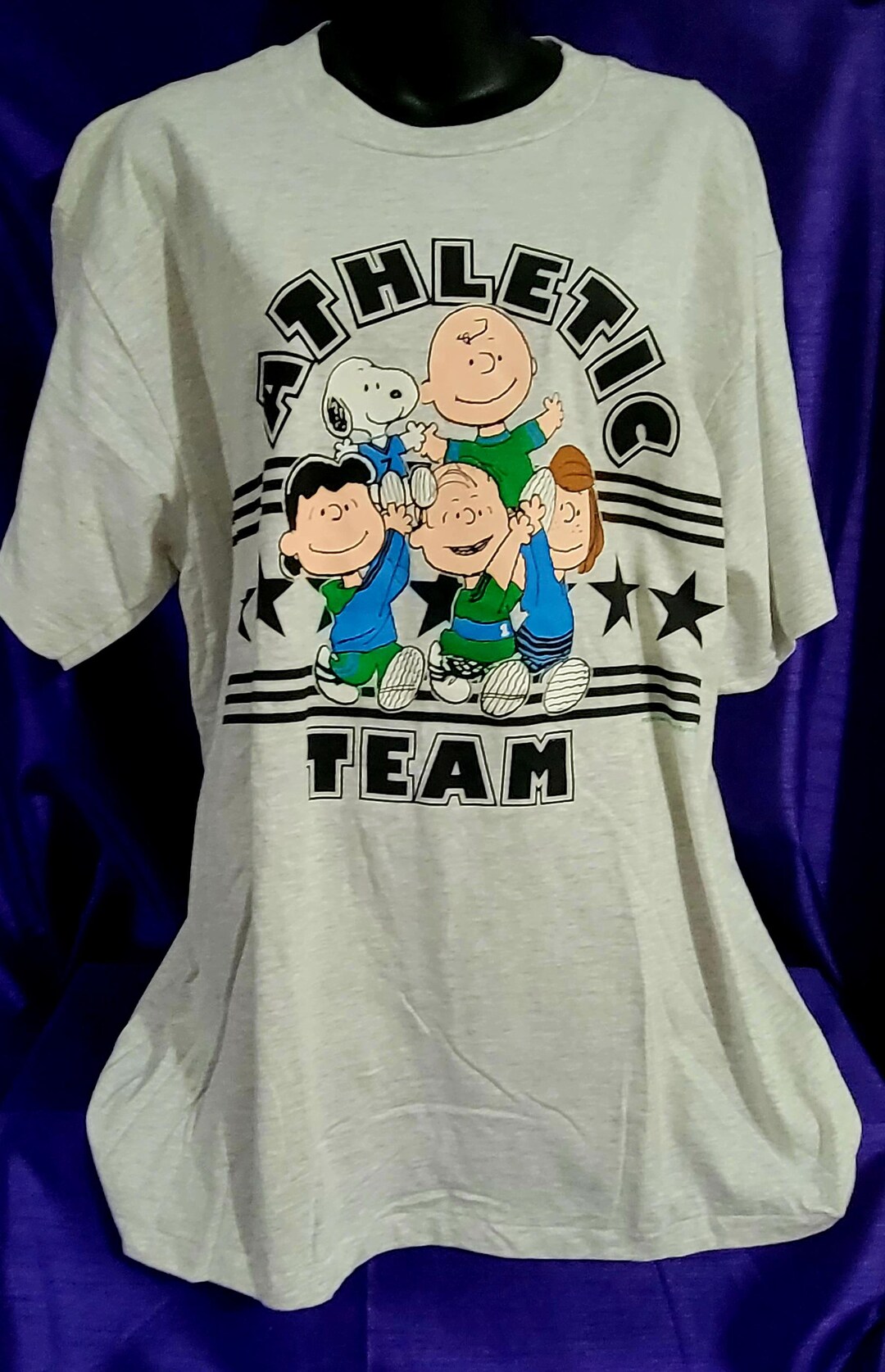 Peanuts Snoopy Vintage T-shirt-peanuts Gang-"athletic Team"-white-size ...