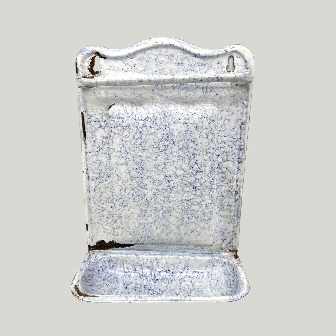 French Vintage Enamel Utensil Rack With Drip Tray Enamel - Etsy