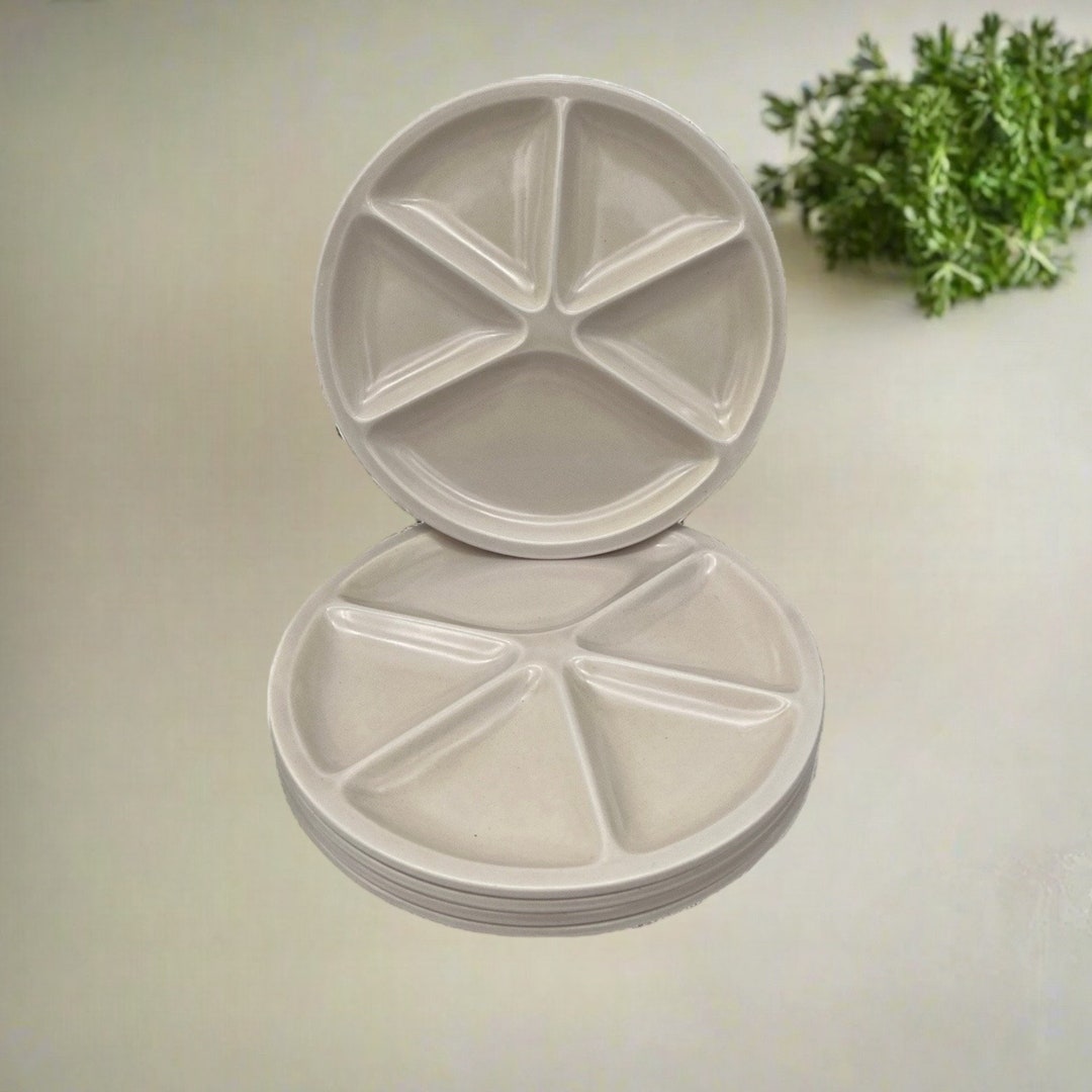 Le Creuset Plates, 5 Vintage Divided Fondue Plates, Le Creuset ...