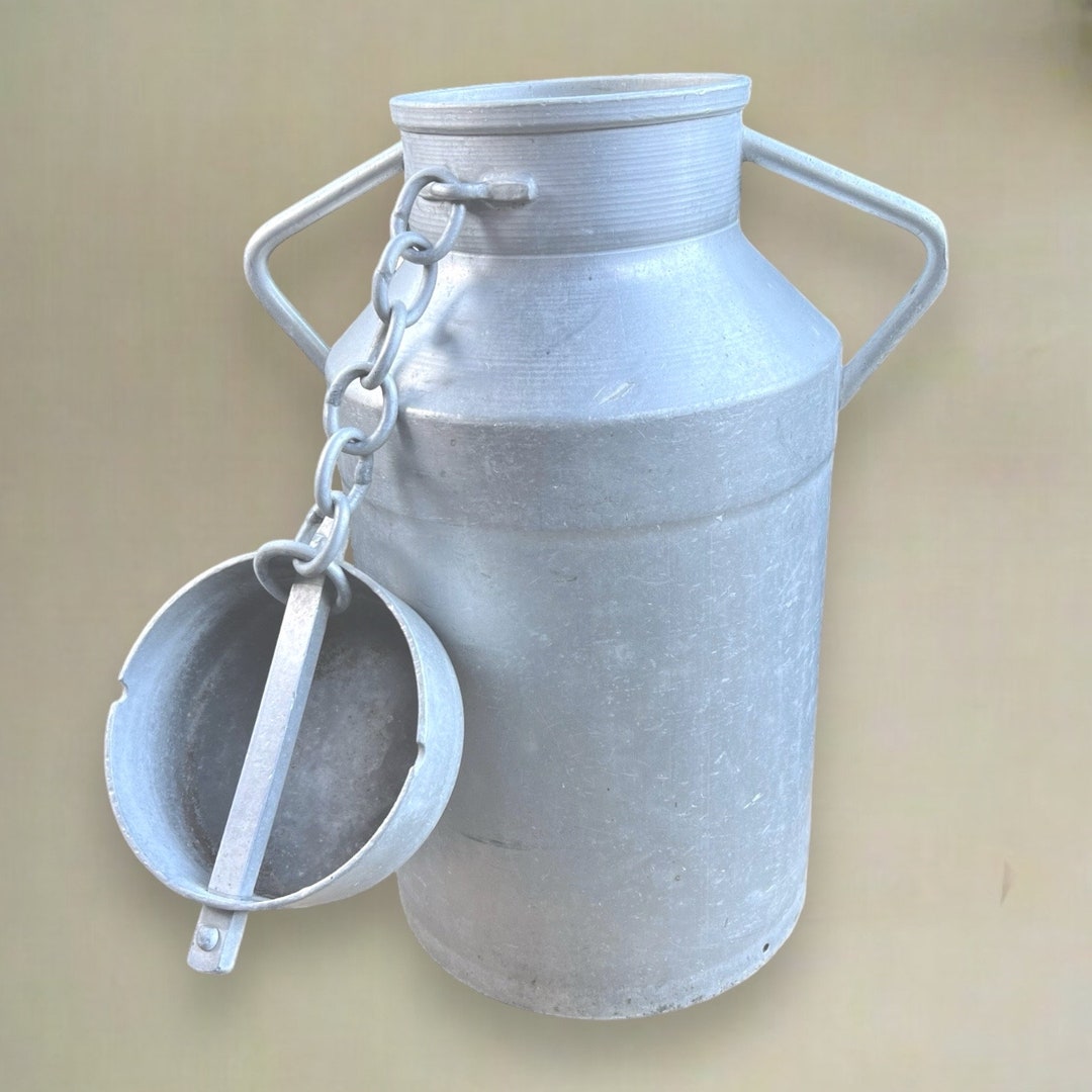 Vintage Rustic French Aluminium Metal Milk Churn, French Farm Milk ...