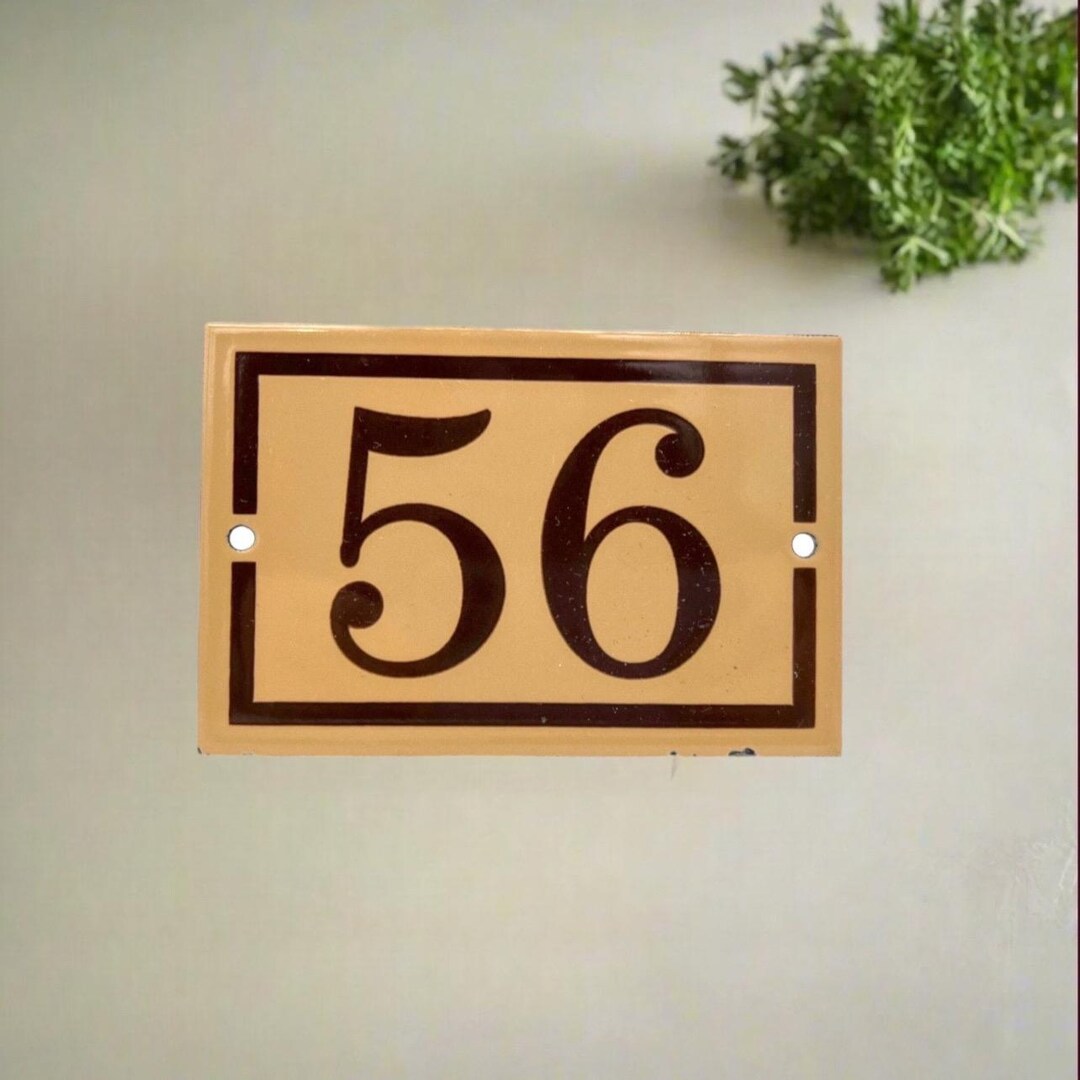 Enamel House Number 56 Sign, Front Door Plaque, Enamel Door Number ...