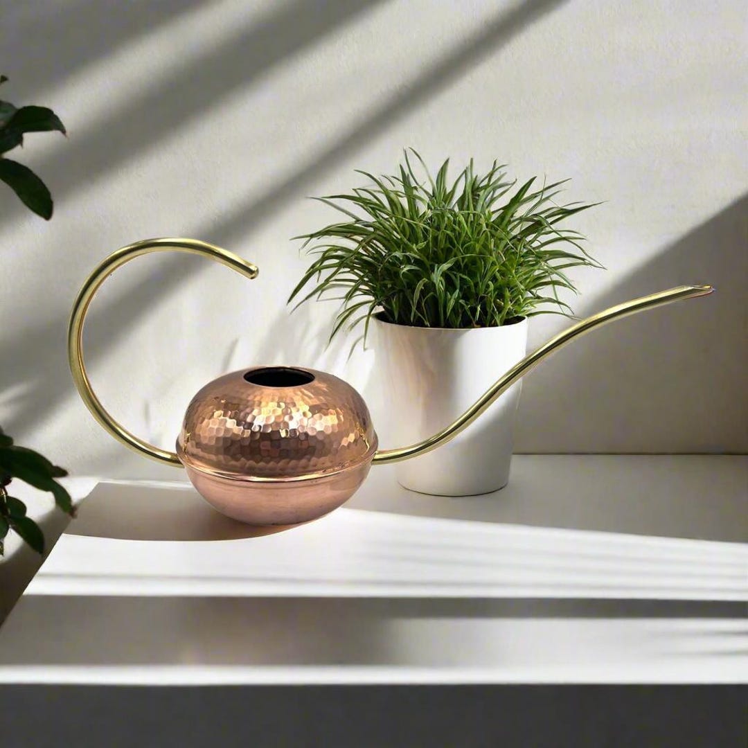 French Indoor Copper Watering Can, 300ml Copper Houseplant Watering Can ...
