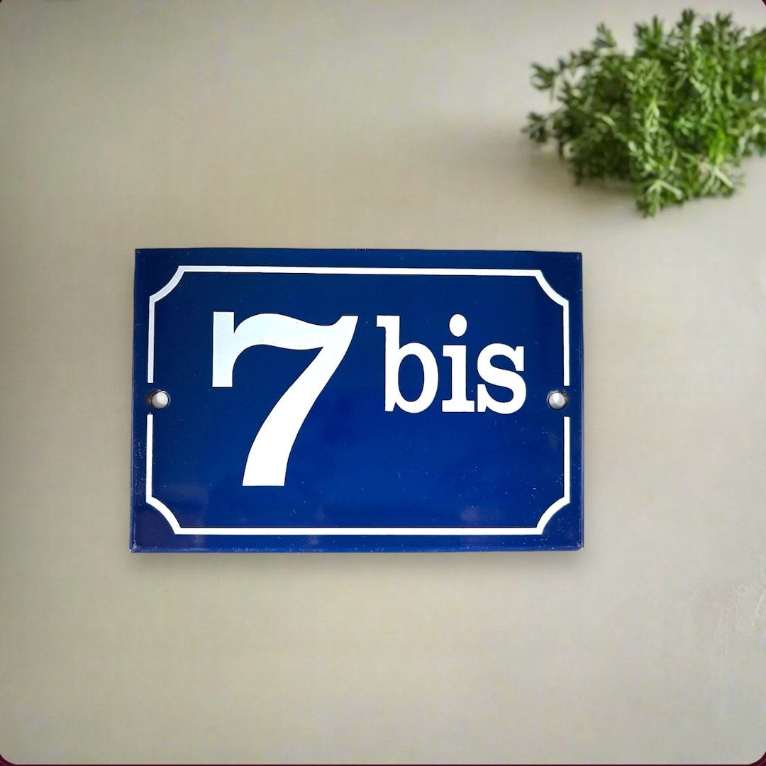 Vintage French Front Door Number 7 Sign, Traditional Blue and White ...
