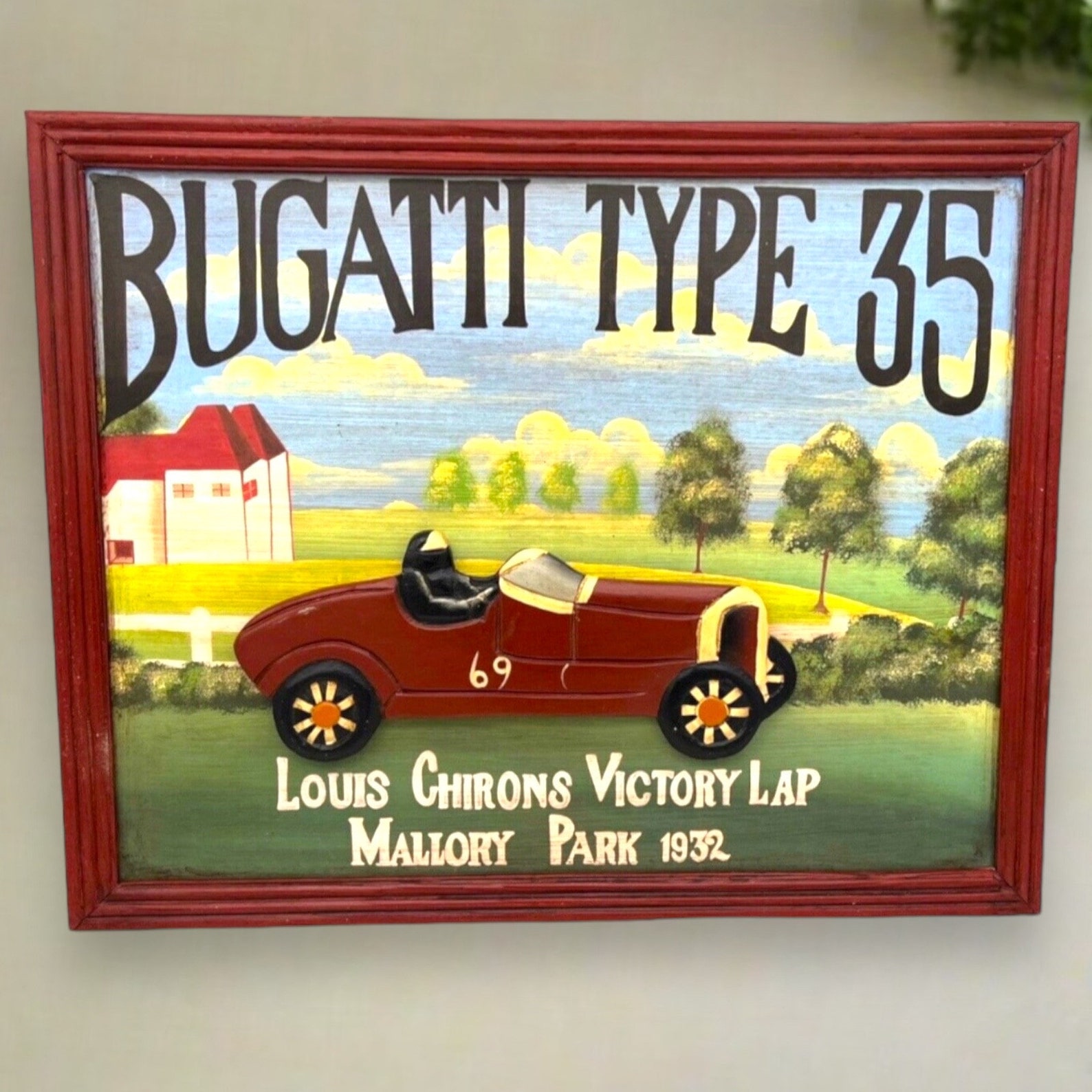 Wooden 3D Country Style Picture, Bugatti Car Gift, Home Bar Garden Pub ...