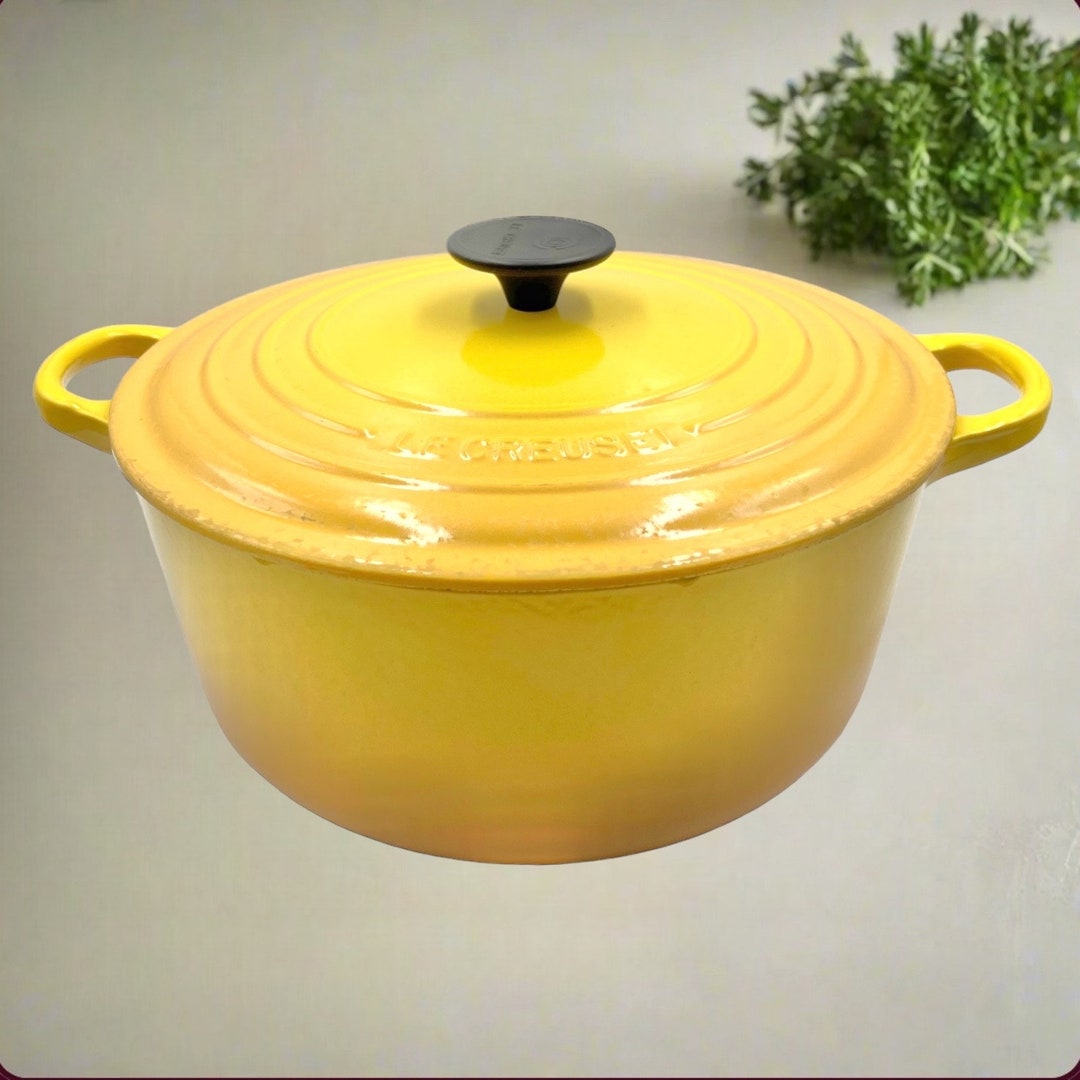 French Le Creuset Cast Iron Casserole Dish, Yellow Le Creuset Stockpot ...