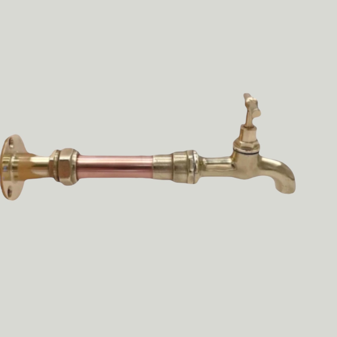 Vintage Style Copper and Brass Wall Mounted Kitchen Tap, Bathroom Wall ...