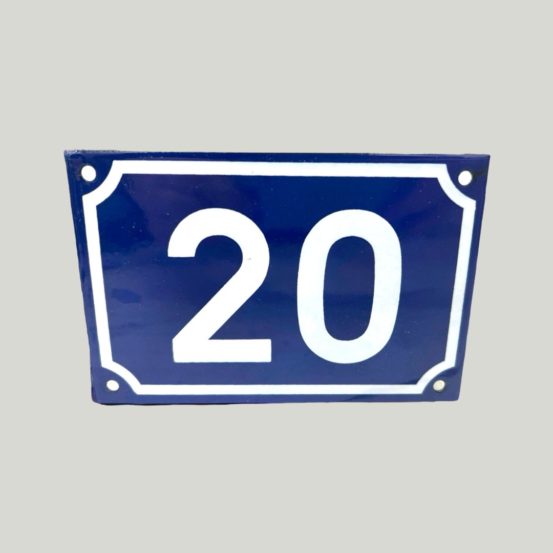 French Metal House Number 20, French Door Number, Enamel Door Number ...