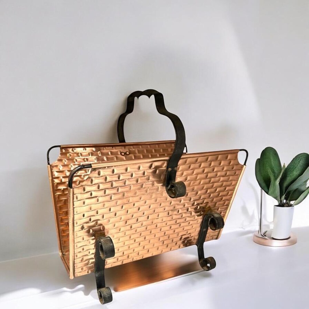 French Copper Magazine Rack, Vintage Arts and Crafts Style Home ...