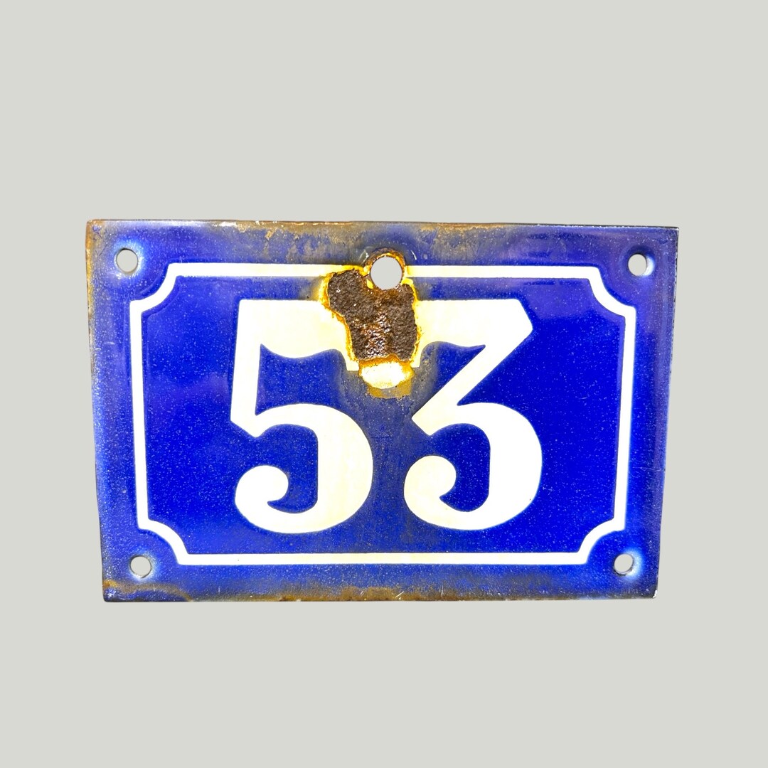 French House Number 53, French Door Number, Vitreous Enamel Door Number ...