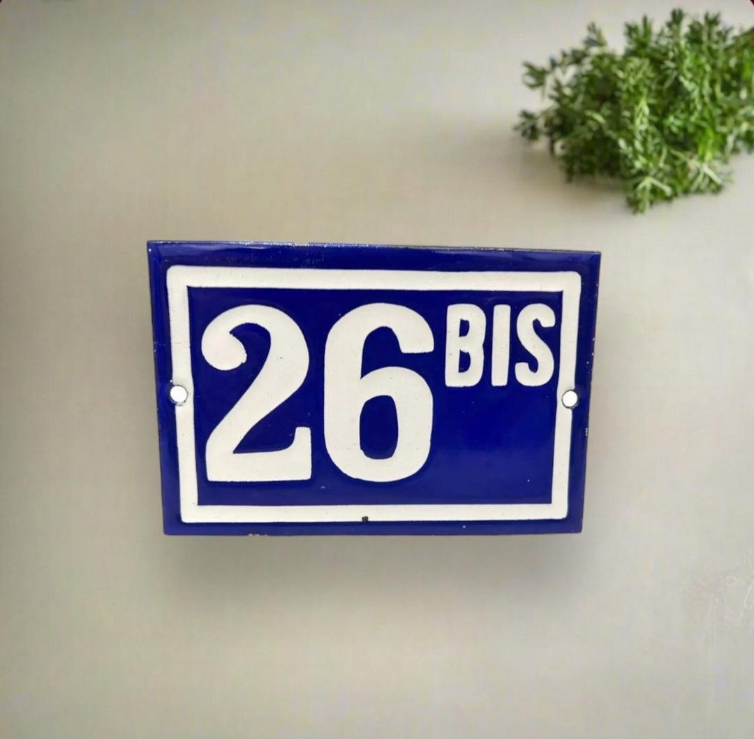 Vintage French Front Door Number 26 Sign, Traditional French Blue House ...