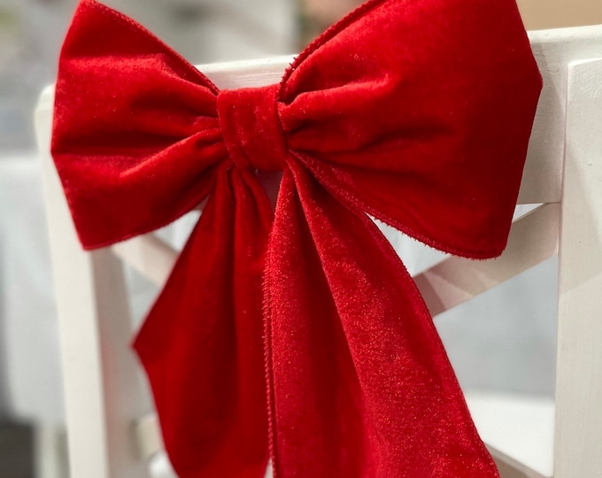 Luxury Red Velvet Christmas Tree Bows - Etsy UK