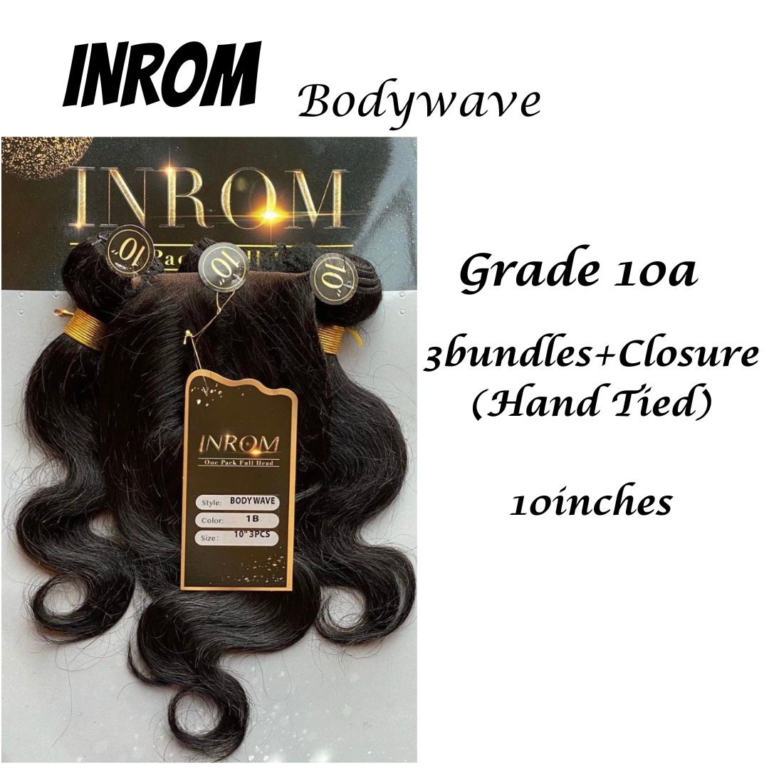 INROM Human Hair Virgin Remy Hair Body Wave 10” 3 in a Pack With a 3 ...