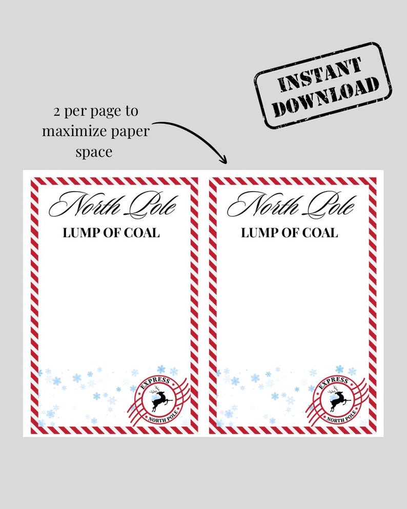 Printable “north Pole Lump of Coal” Snack Holder Template | Christmas ...