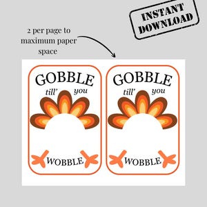 Thanksgiving Snack Holder Printable | “gobble Till You Wobble” Treat ...